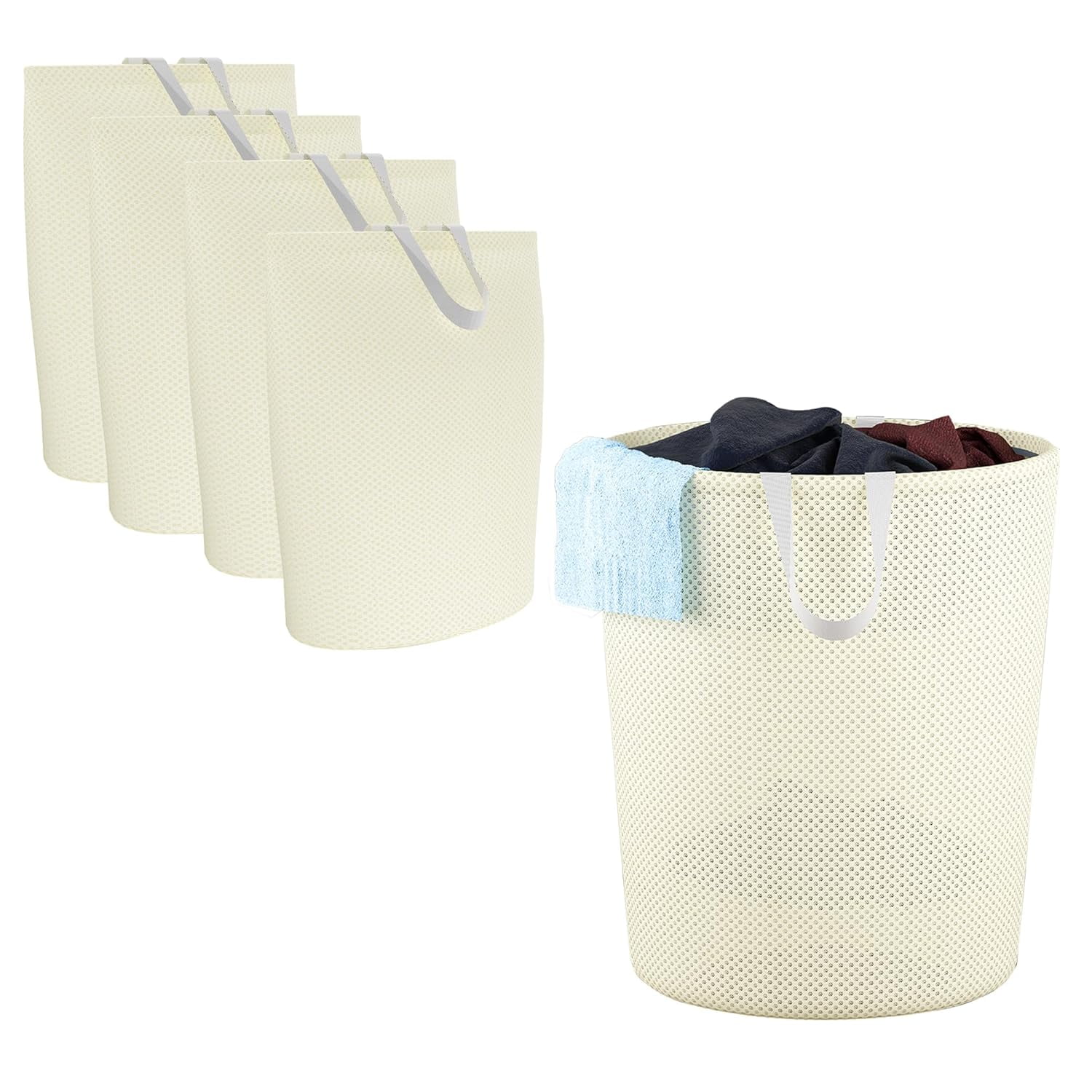Kuber Industries Pack of 5 Polyester Mesh Laundry Bag with Zip Handles ...