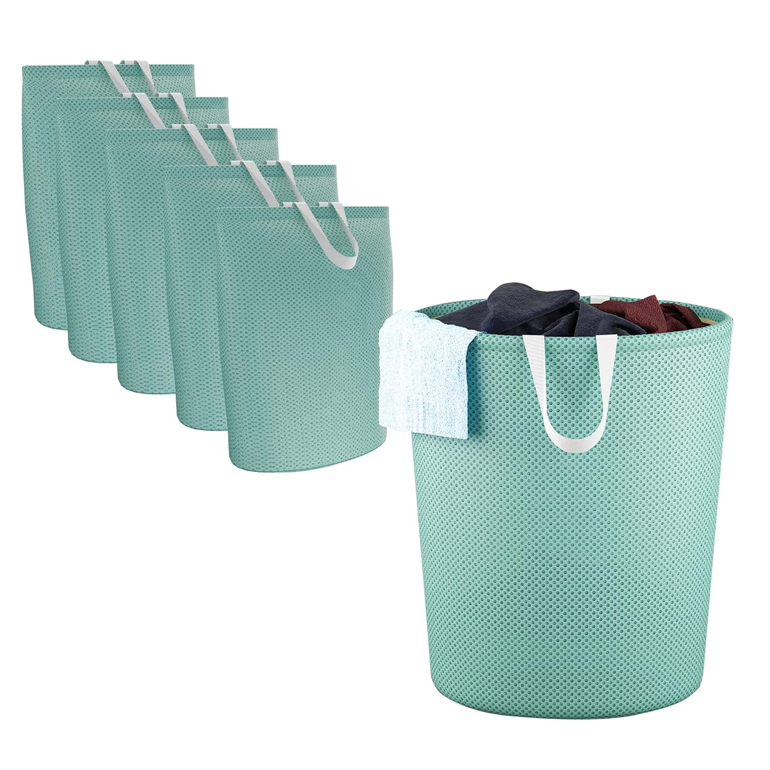 Kuber Industries Pack of 6 Polyester Mesh Foldable Laundry Bag for ...