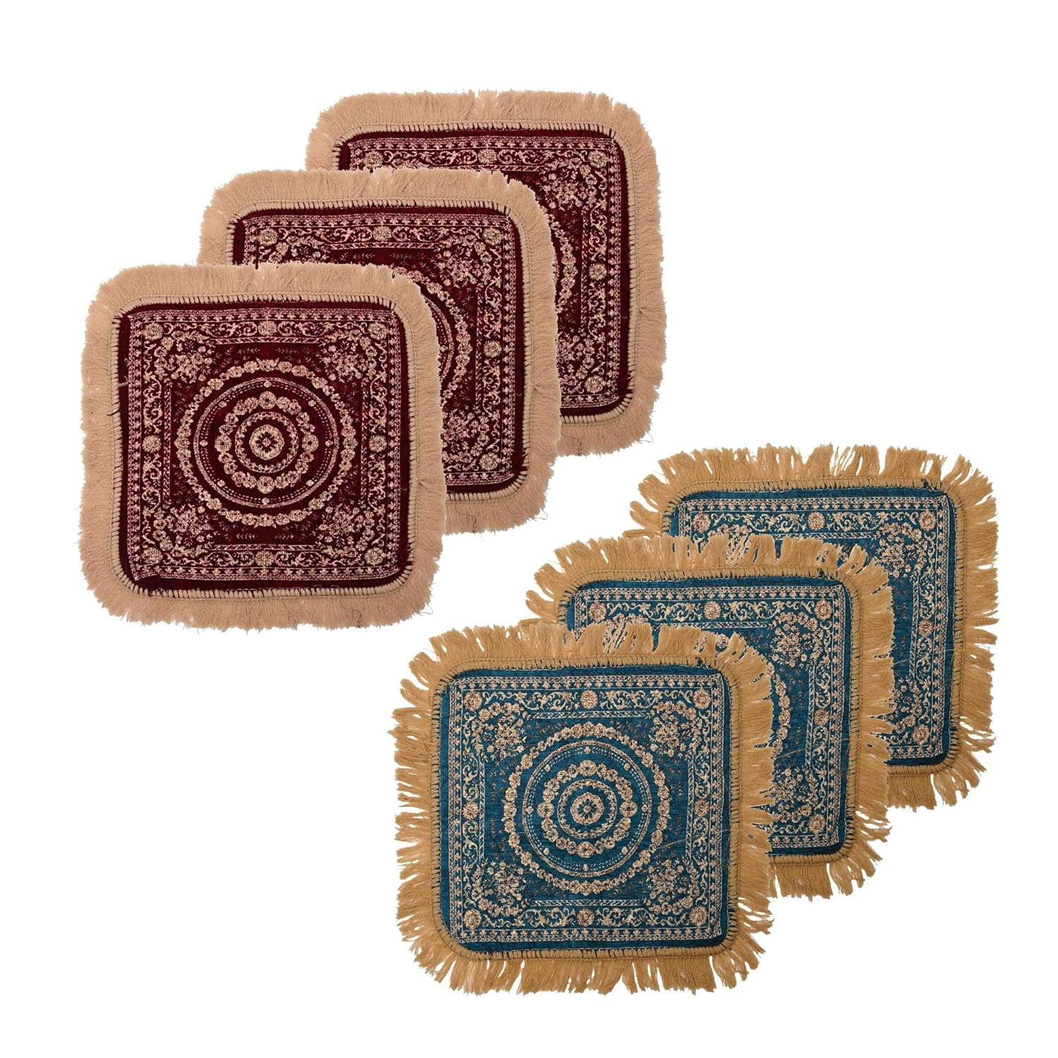 Kuber Industries Pack of 6 Velvet Pooja Mat for Sitting On Floor ...