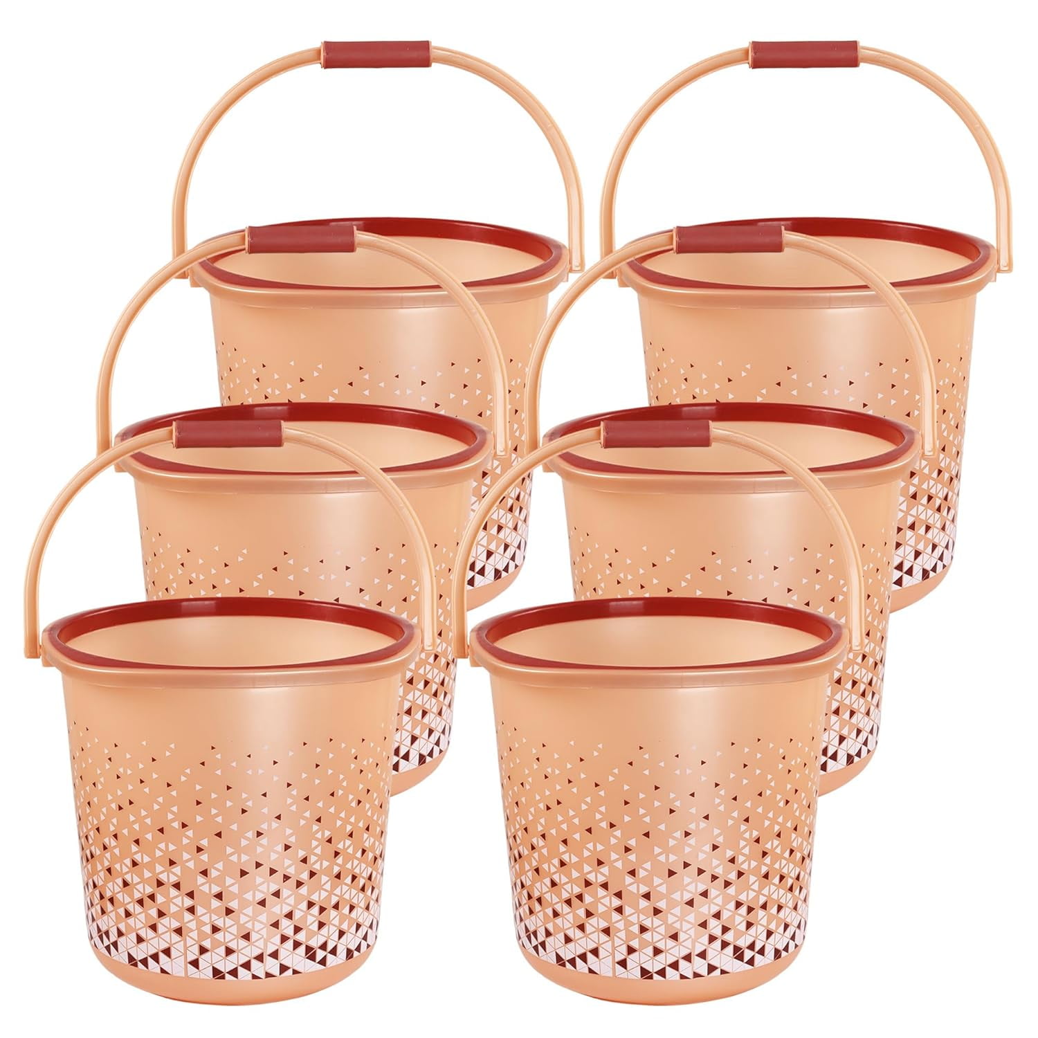 Kuber Industries Pack of 6 Water Bucket for Washing Clothes with Handle ...