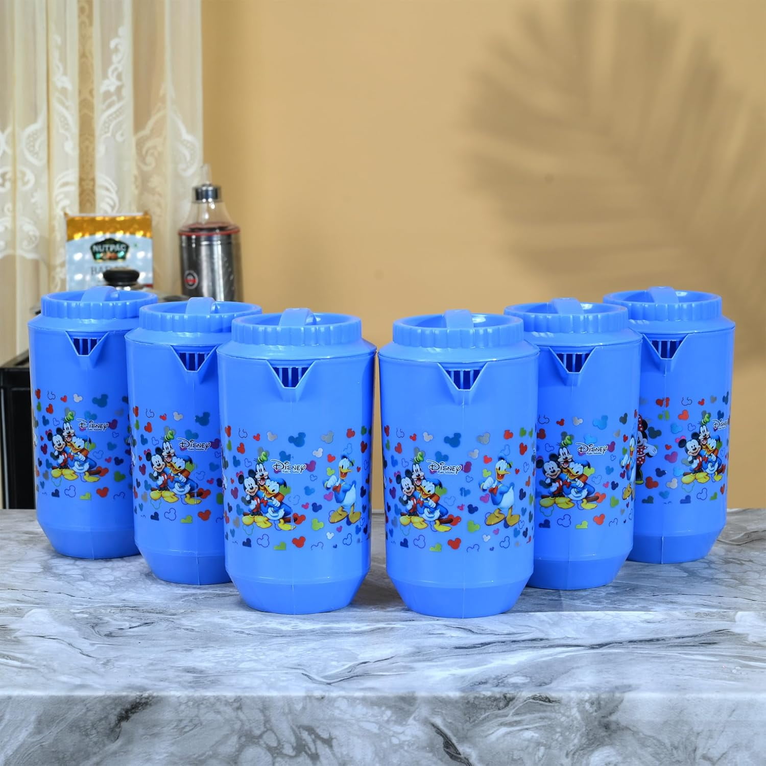 Kuber Industries Pack of 6 Water Jug 2 LTR Plastic Jug for Water Disney ...