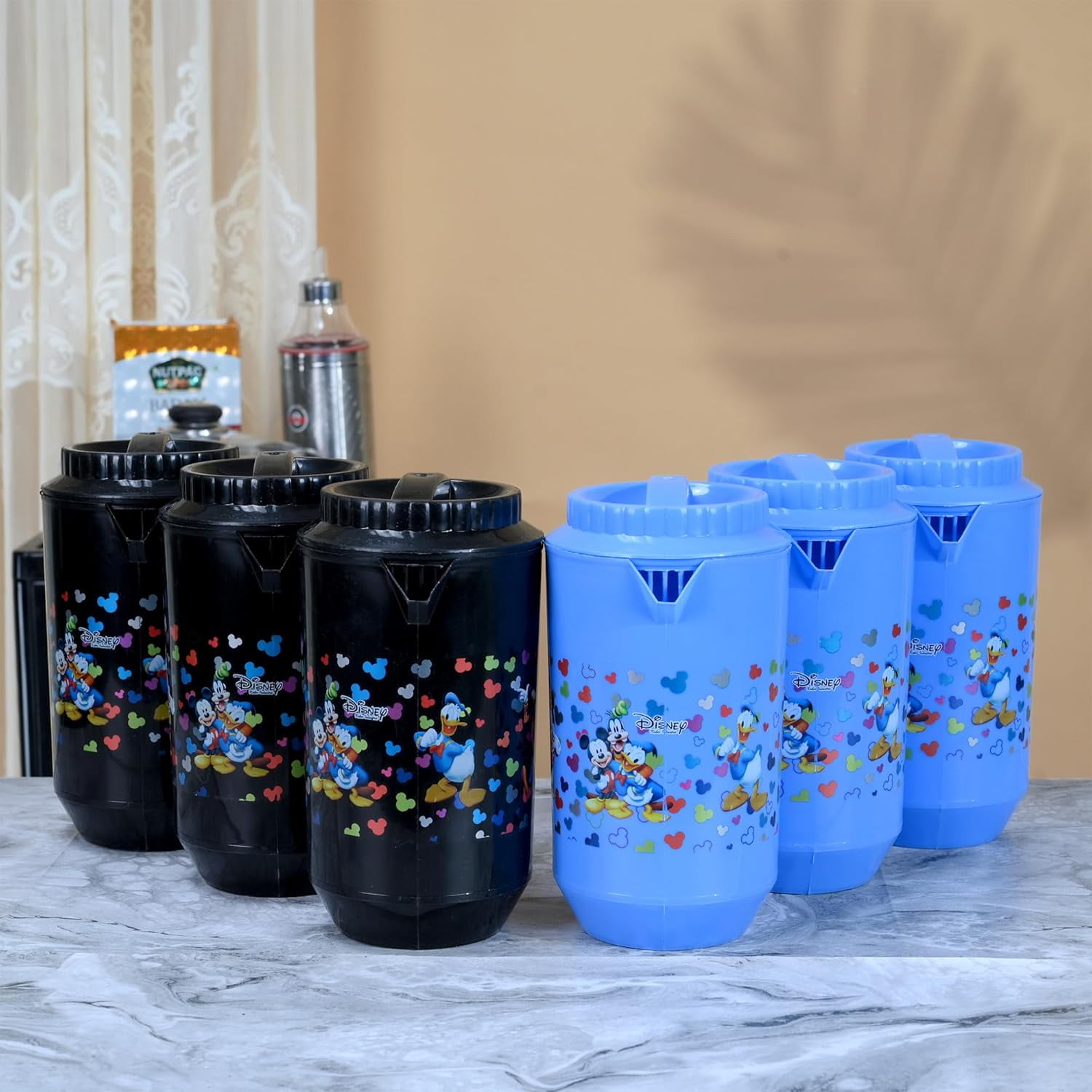 Kuber Industries Pack of 6 Water Jug 2 LTR Plastic Jug for Water Disney ...