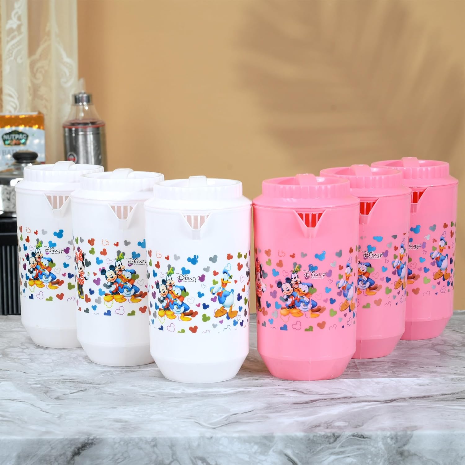 Kuber Industries Pack of 6 Water Jug 2 LTR Plastic Jug for Water Disney ...