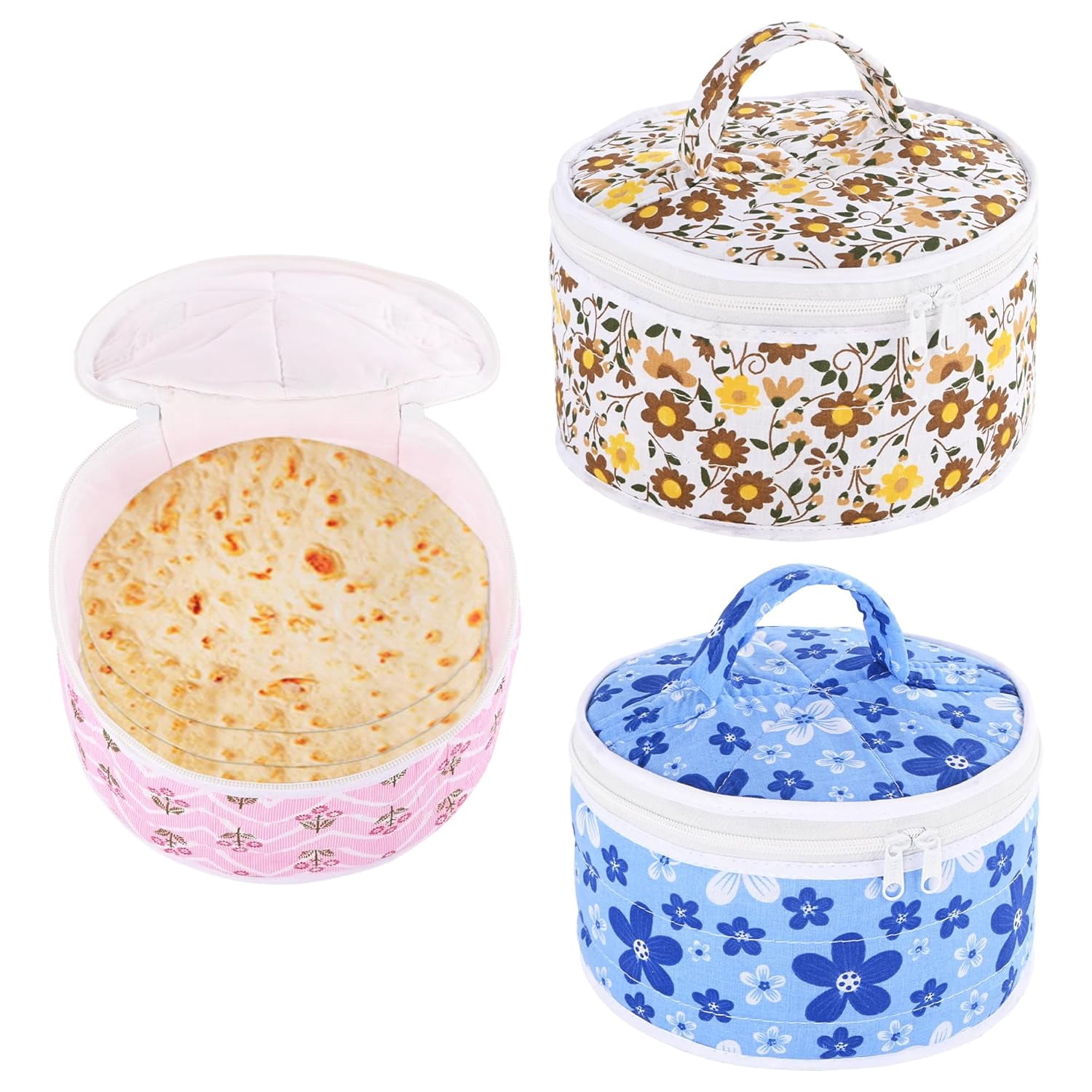 Kuber Industries Pack of 3 Roti Cover Round Roti Rumal Cotton Roti ...