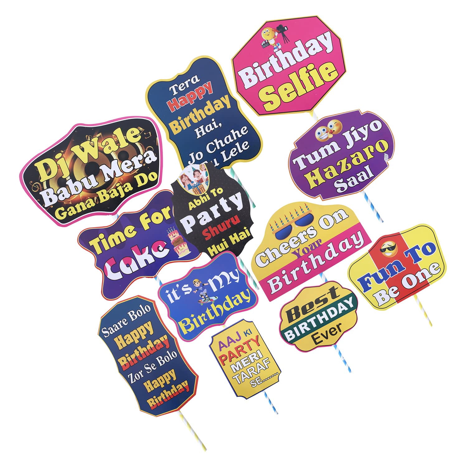 Kuber Industries Party Photo Props Cardboard Cupcake Picks Decorations ...