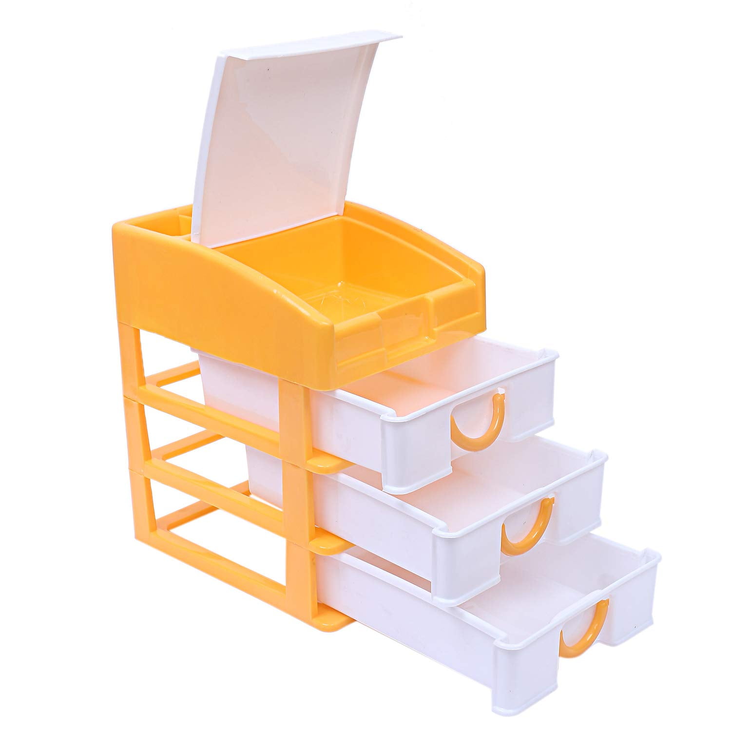 Kuber Industries Plastic Four Layer Drawer Storage Cabinet Box Yellow ...