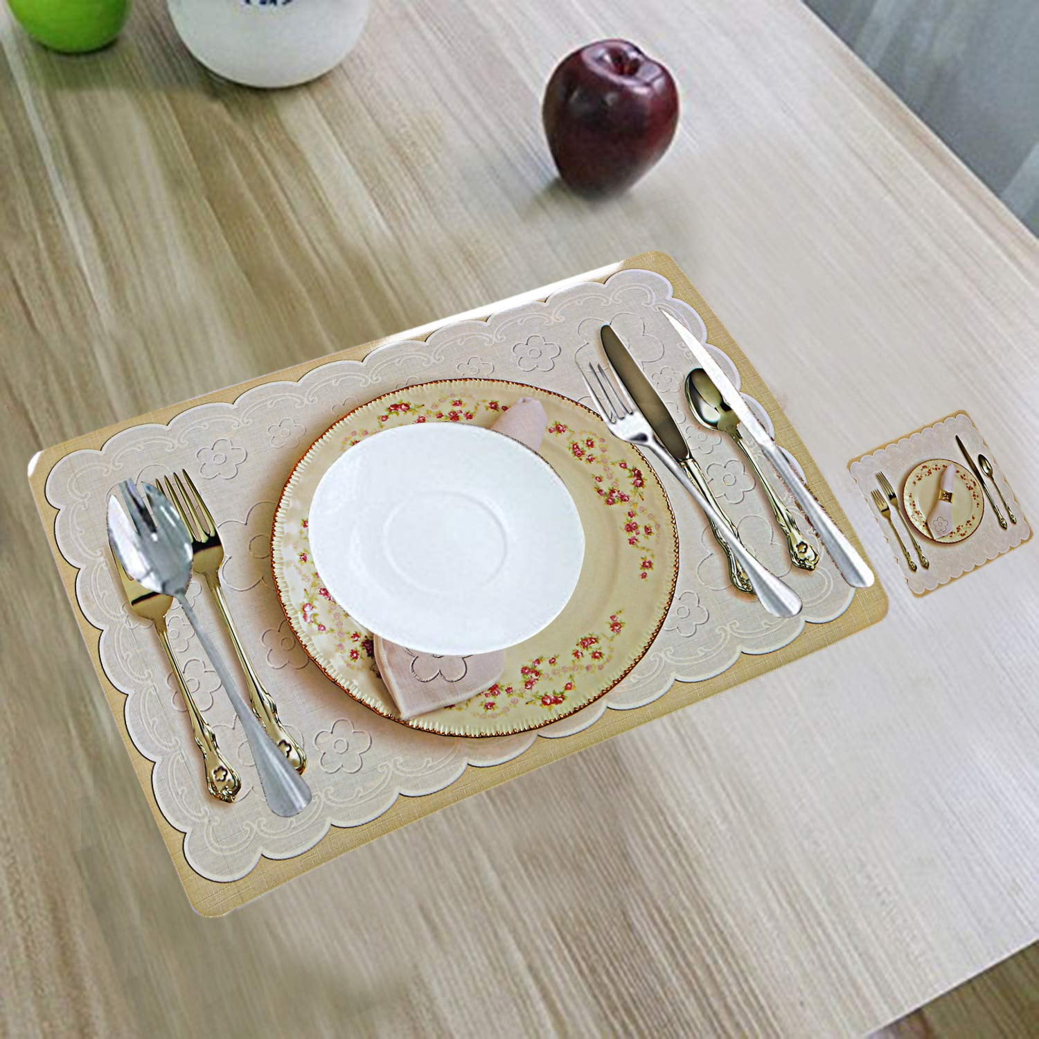 Kuber Industries Plate Design Floral Pvc 6 Piece Dining Table Placemat ...