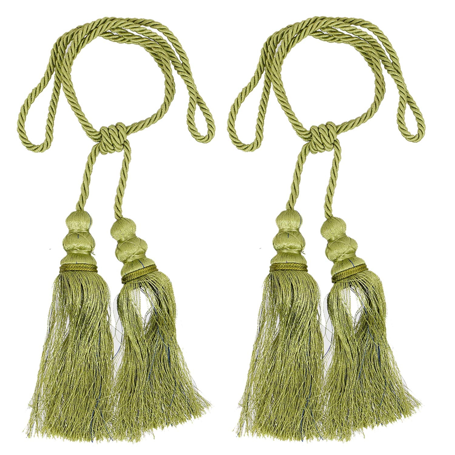 Kuber Industries Polyester 2 Pieces Curtain Tie Back Tassel Set Green ...