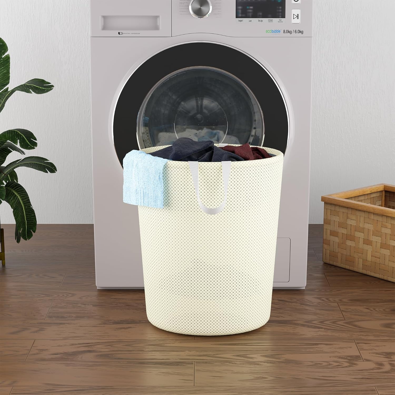 Kuber Industries Polyester Mesh Foldable Laundry Bag for Clothes with ...