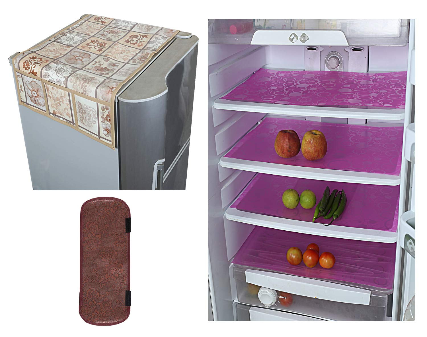 Kuber Industries Pvc 3 Pieces Fridge Mats, 1 Piece Handle Cover And 1 ...