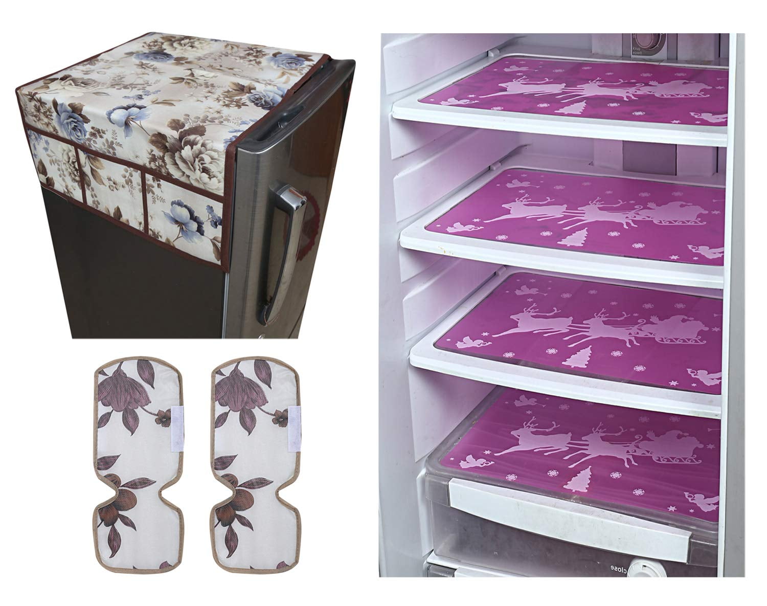 Kuber Industries Pvc 3 Pieces Fridge Mats, 2 Pieces Handle Cover And 1 ...