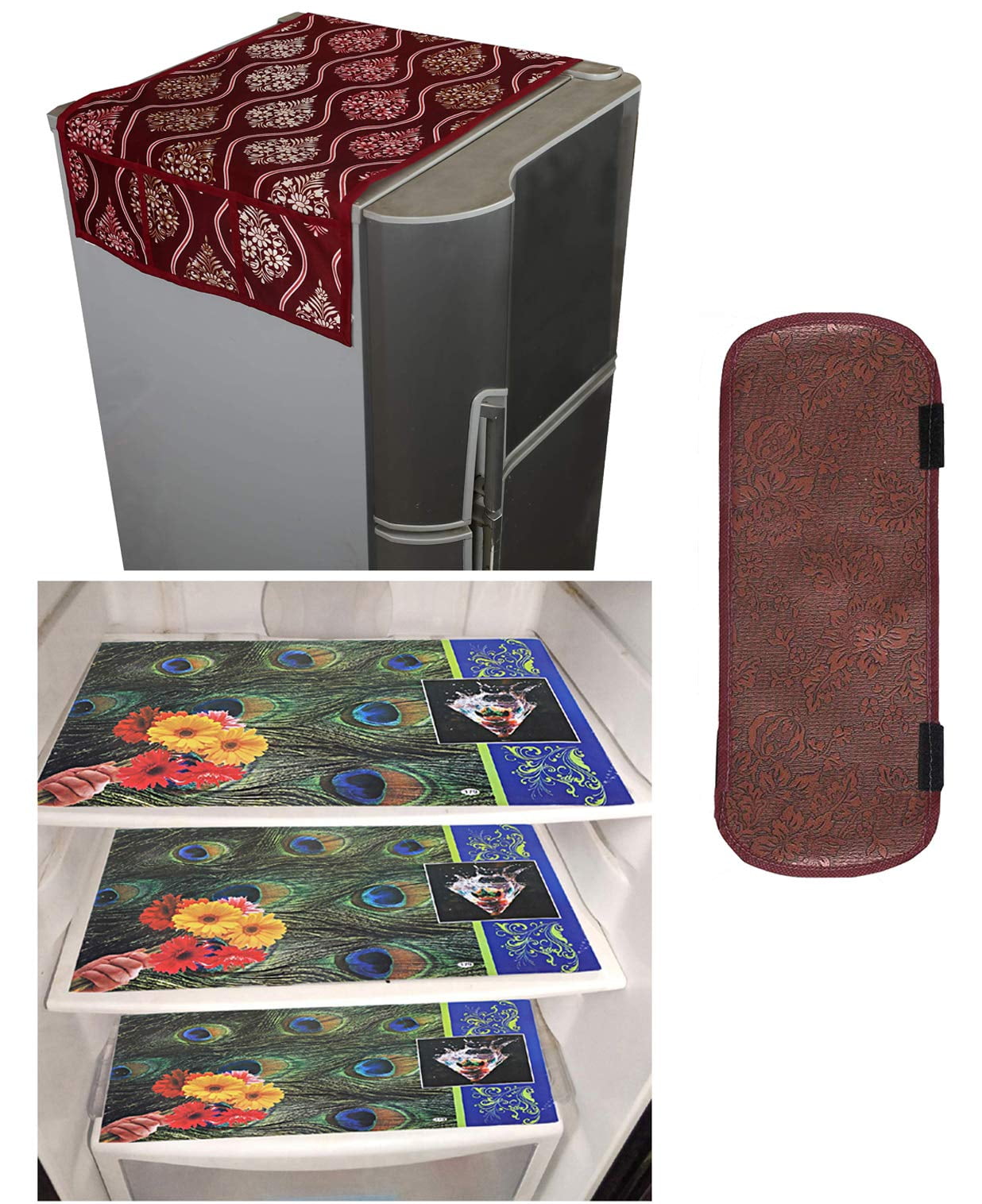 Kuber Industries Pvc 3 Pieces Reversible Fridge Mats, 1 Piece Handle ...