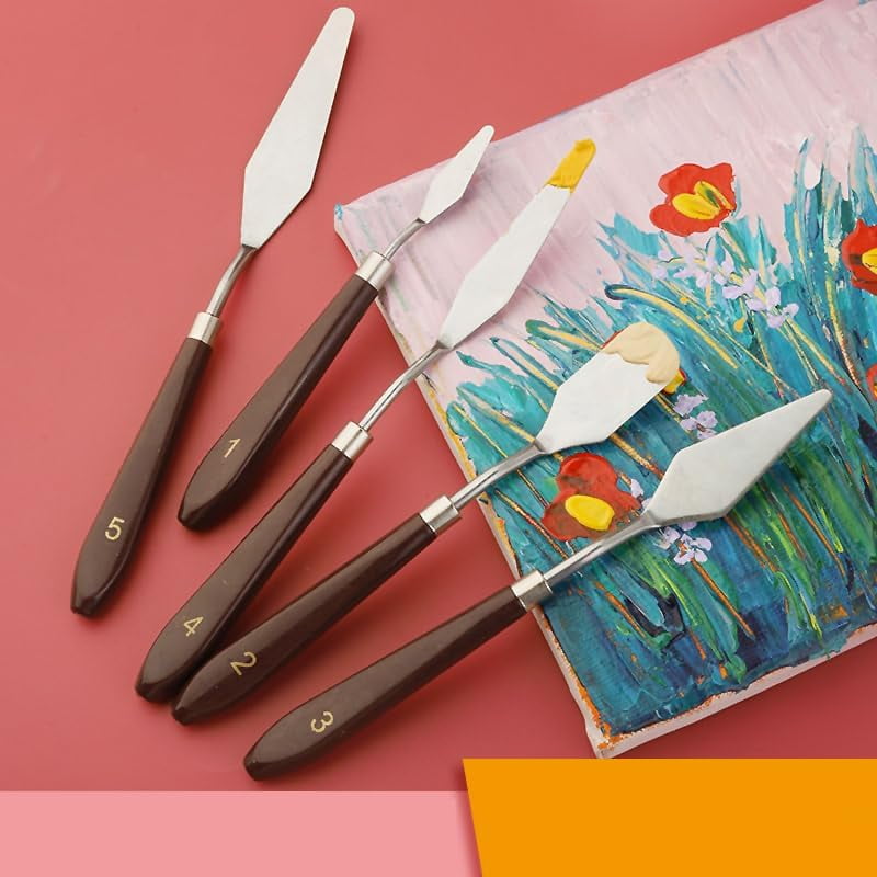 Kuber Industries Set of 5 Painting KnivesMetal Palette Knife SetPlastic ...