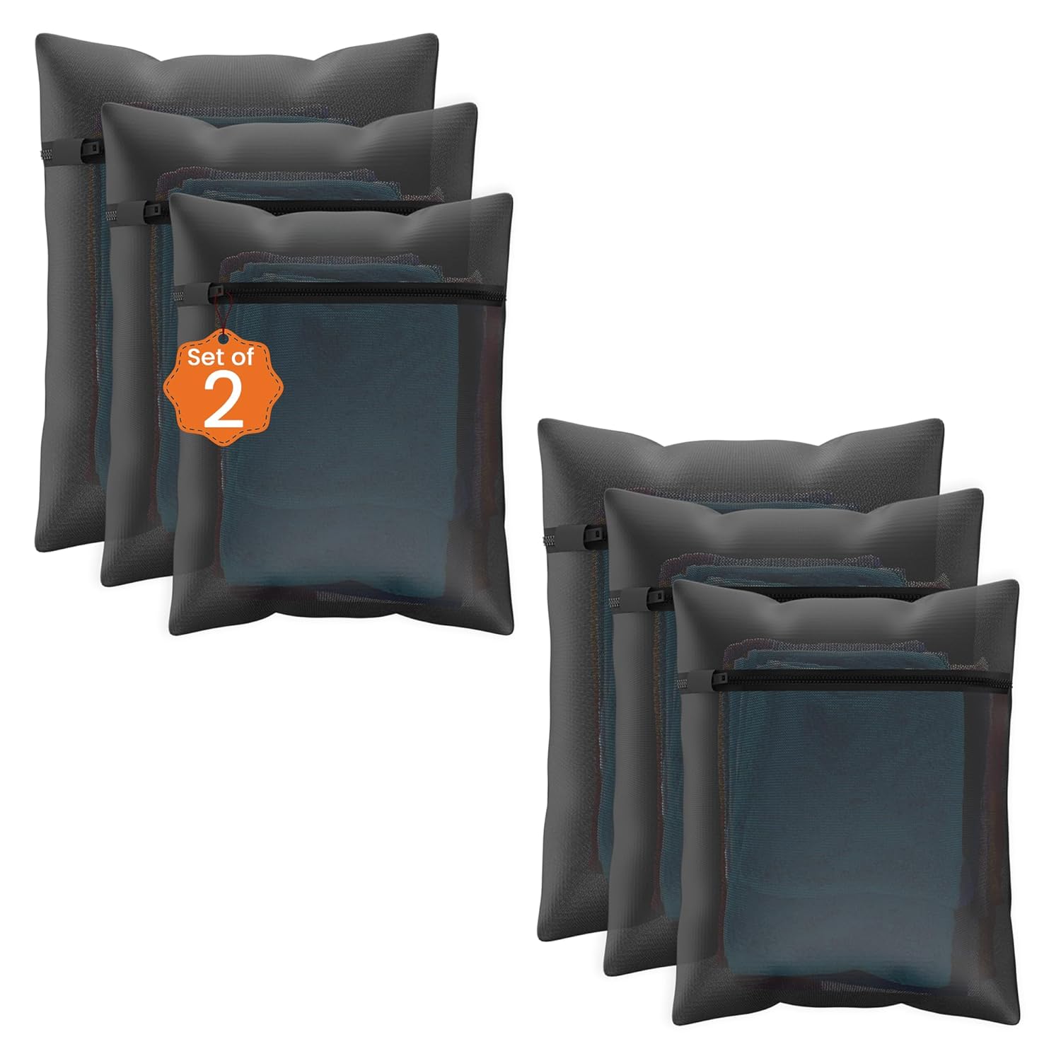 Kuber Industries Set of 6 Polyester Mesh Laundry Bag with Zip Reusable ...