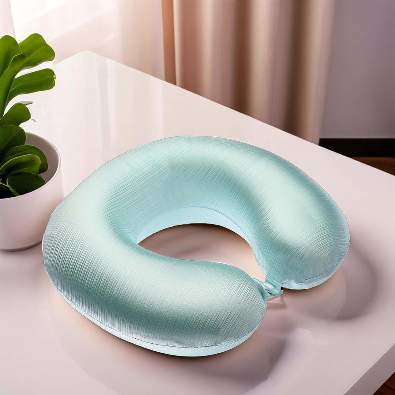 Kuber Industries Soft Microfiber U Shaped Semicircular Portable Sleeping Neck Pillow for Pain ...