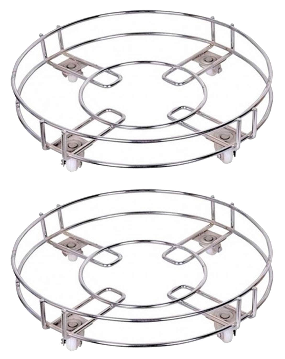 Kuber Industries Stainless Steel 2 Pieces Cylinder Trolly with 4 Wheels ...