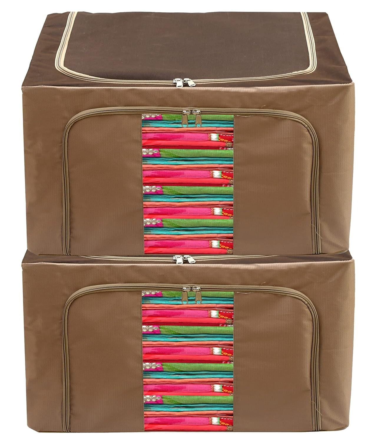 Kuber Industries Steel Frame Living Box Closet Organizer Cloth Storage ...