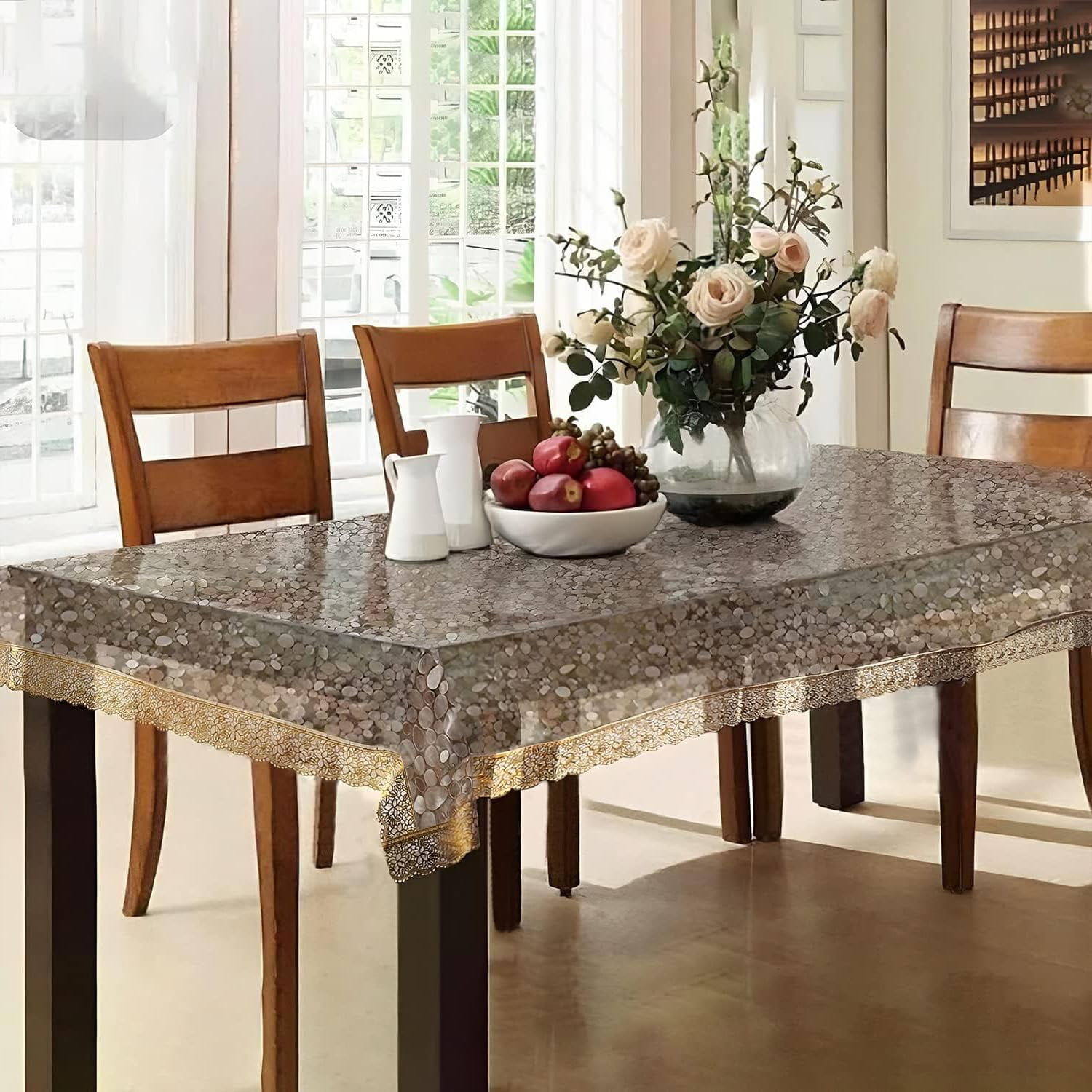Kuber Industries Stone Print Dining Table cover 6 SeaterTable Cloth for ...