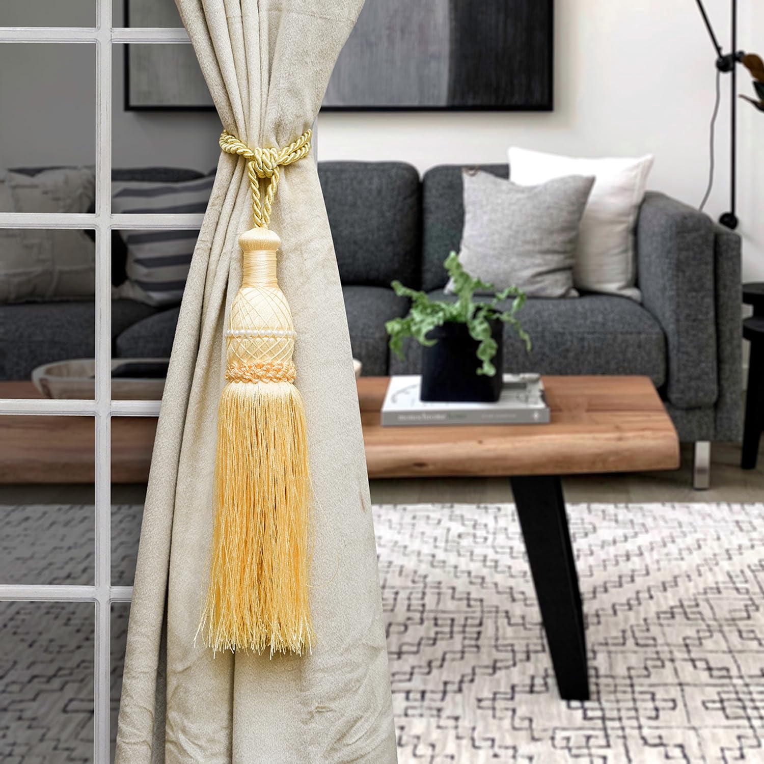 Kuber Industries Tassel Curtain Tie Back Tassel Set Curtain Holder ...
