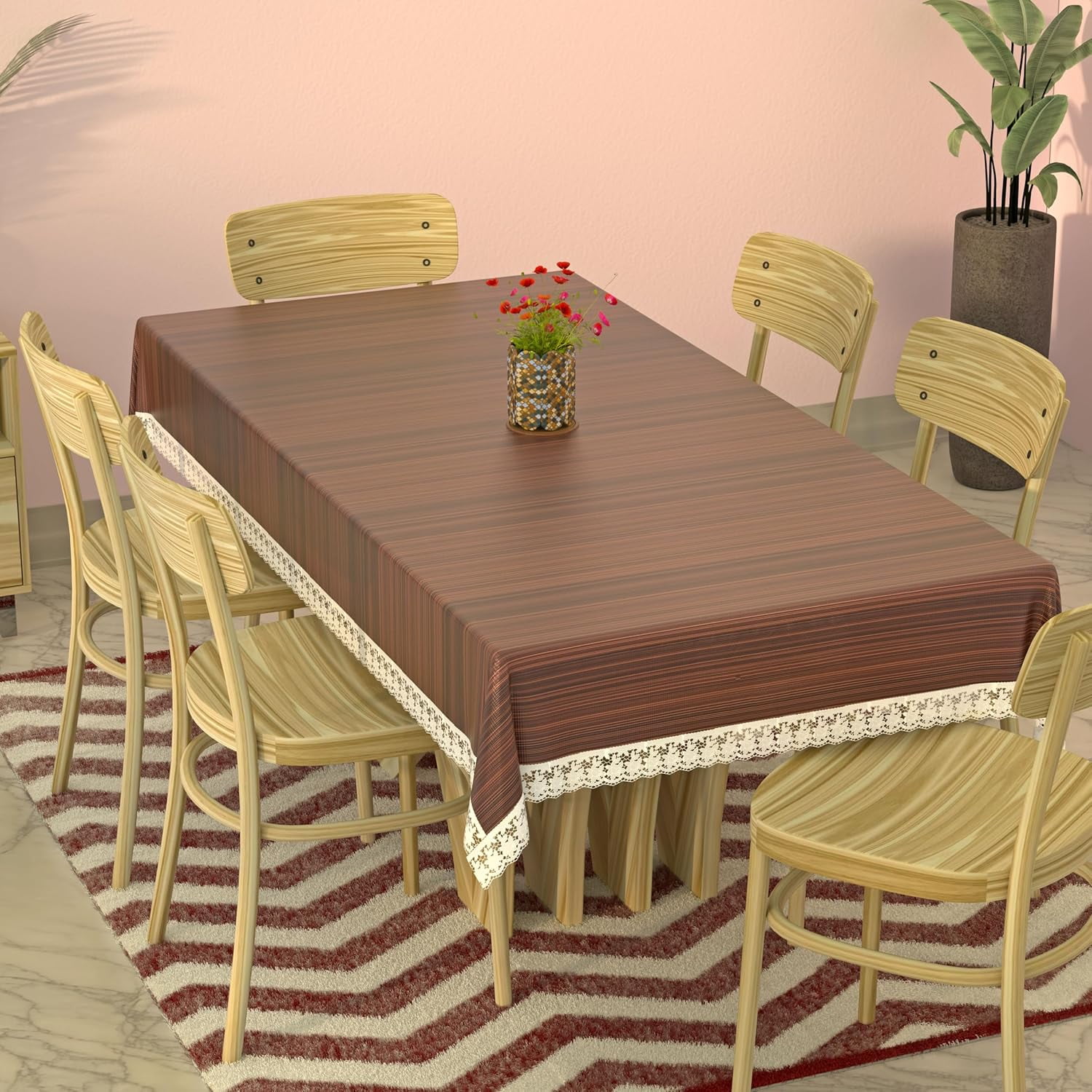 Kuber Industries Wooden Print Dining Table Cover 6 SeaterExclusive ...