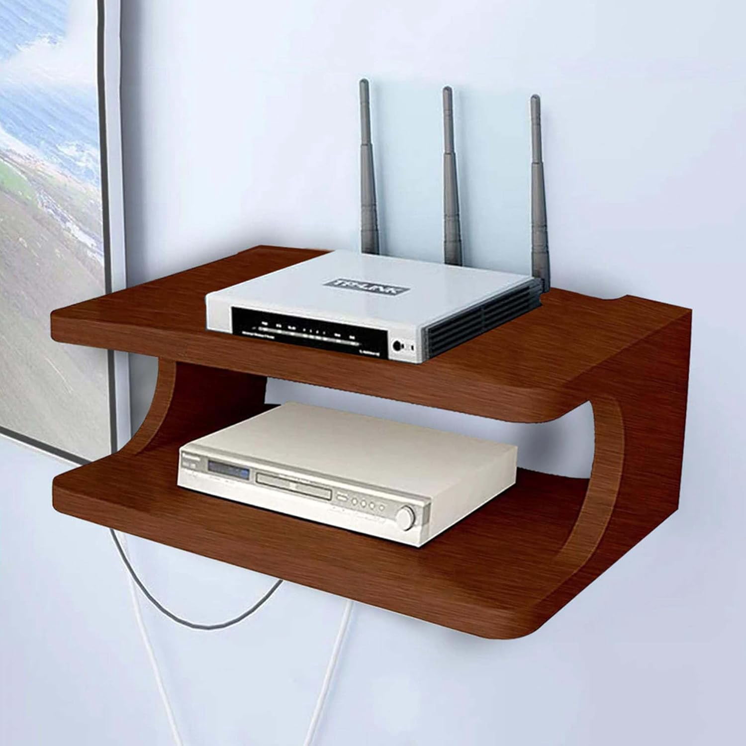 Kuber Industries Wooden TV Setup Box Stand Wall Mount Lightweight ...