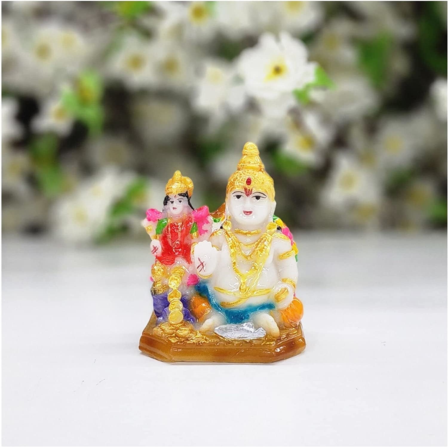Kuber with Lakshmi Statue in Resin Small Kubera Idol for Good Luck Gift ...