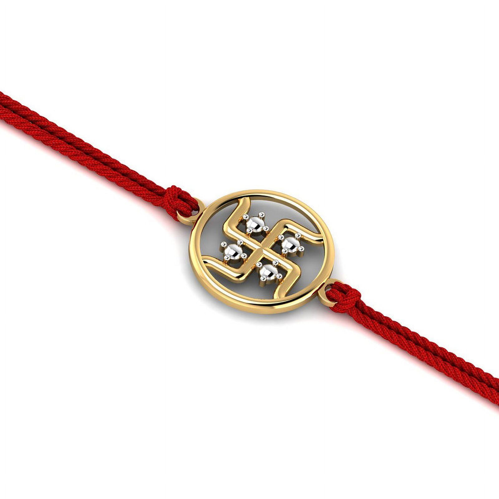 KuberBox 18K Yellow Gold Beaded Swastik Rakhi for Brother - Walmart.com