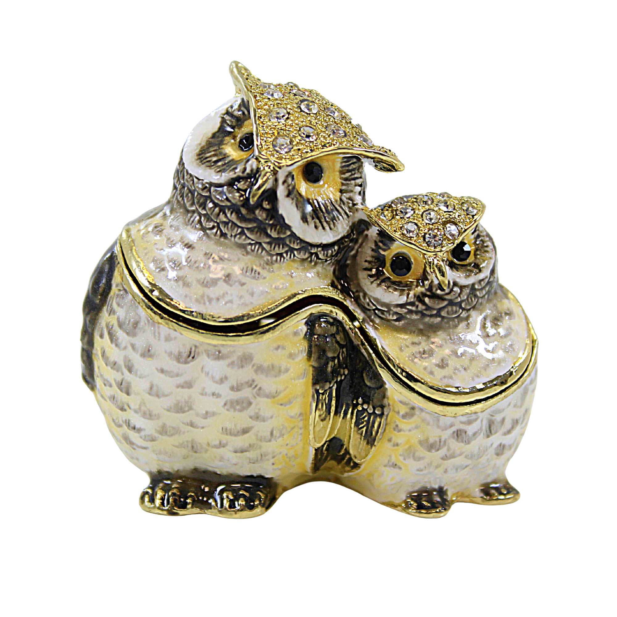 Kubla Craft Mother And Baby Owl Box - One Hinged Box 2 Inch, Metal ...