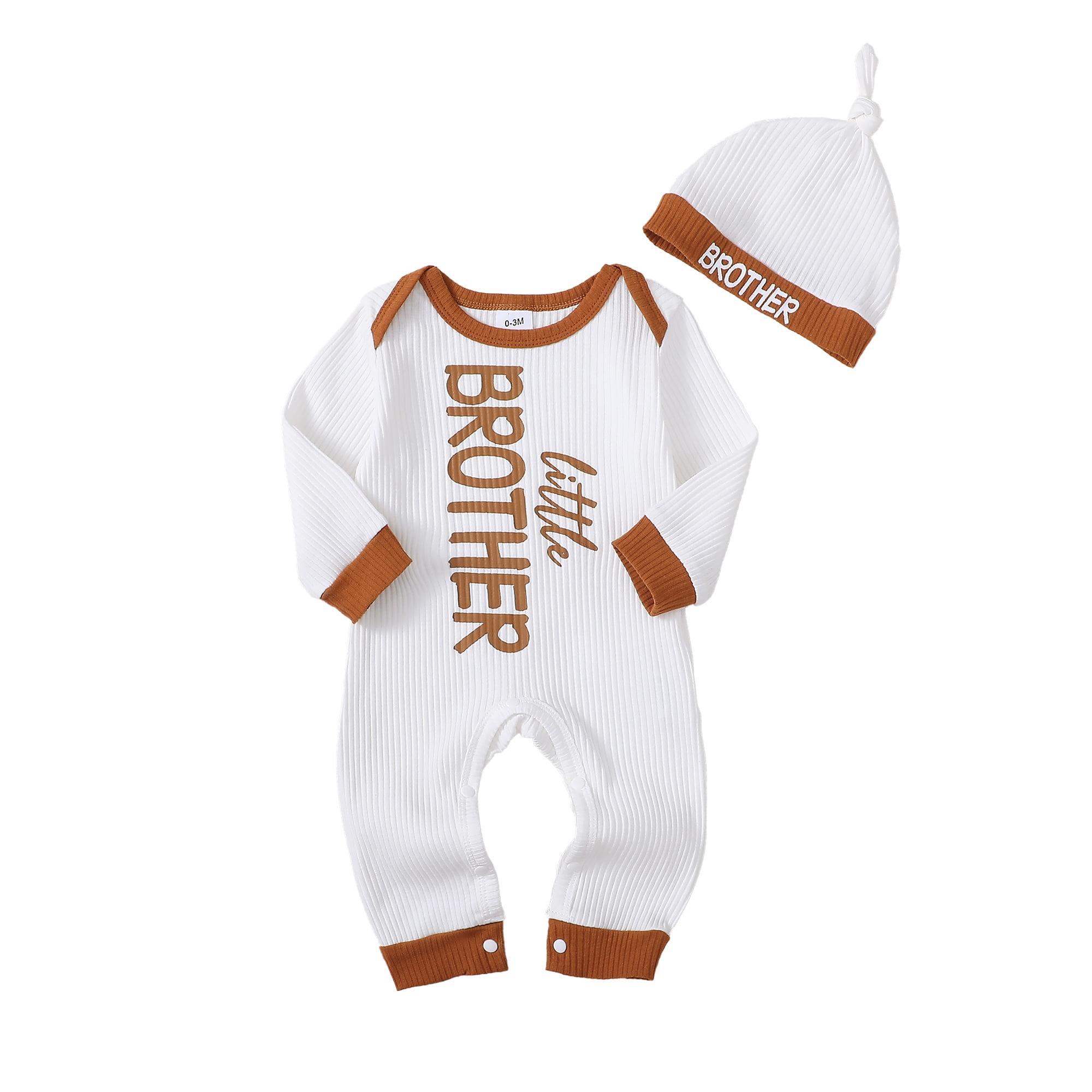 Kucnuzki Newborn Baby Boys Bodysuits Long Sleeves Knit Romper Letter ...