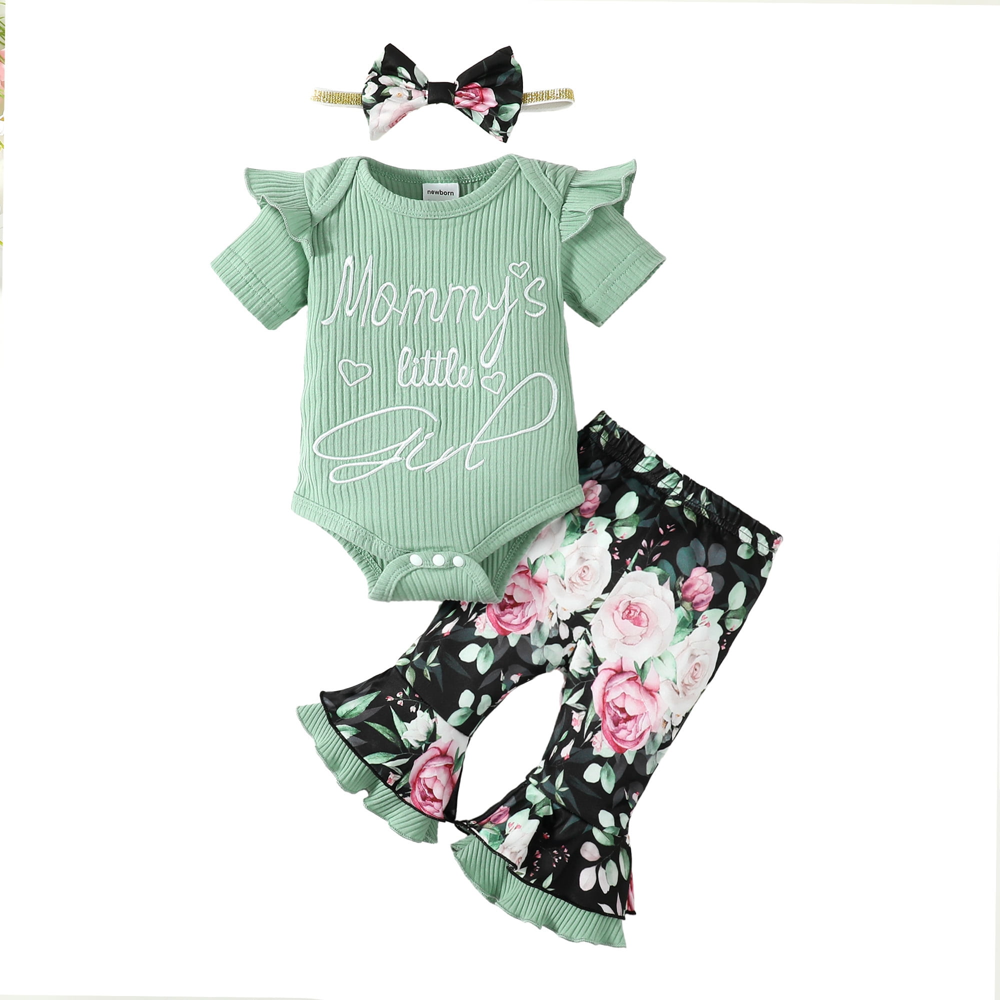 Kucnuzki Newborn Baby Girls Spring Outfits Clothing Sets Summer Ruffle ...