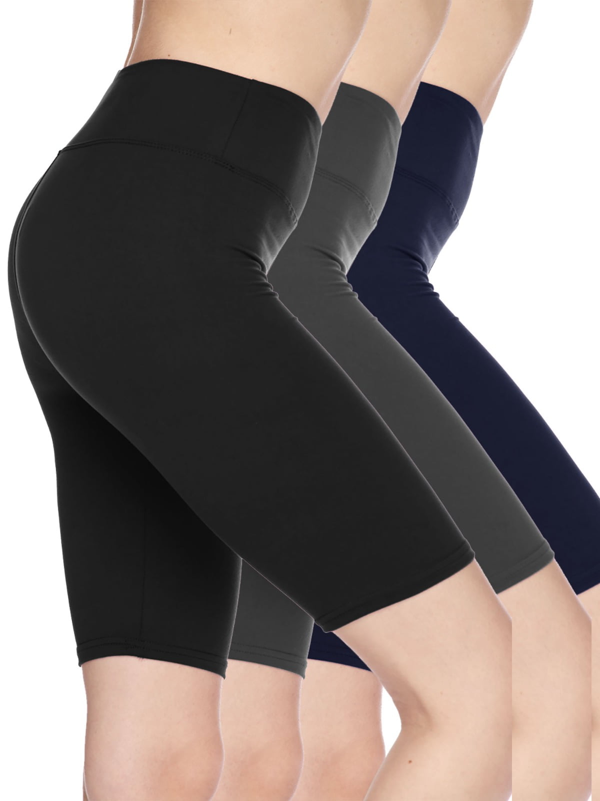 Kuda Moda 3-Pack Women's High Waist Biker Shorts – Butter Soft, Stretchy, Solid Colors – Yoga ...