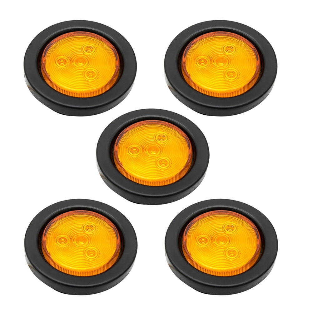 Kudiqi 5 PCS 2 inch 12V 4 LEDs Round Side Marker Lights Indicator Lamps ...