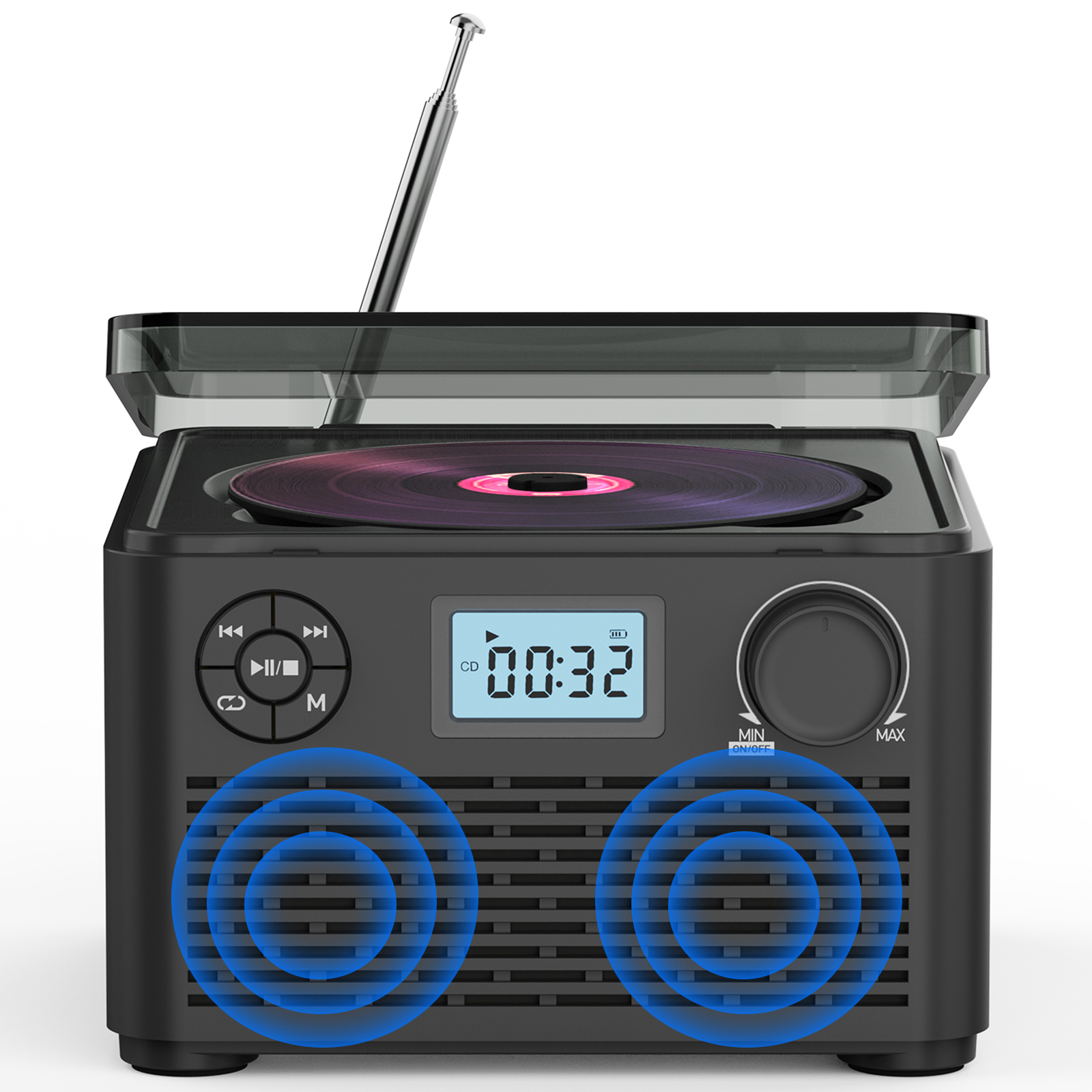 Onn Mini CD Stereo System with Bluetooth, FM Radio and Remote Control ...