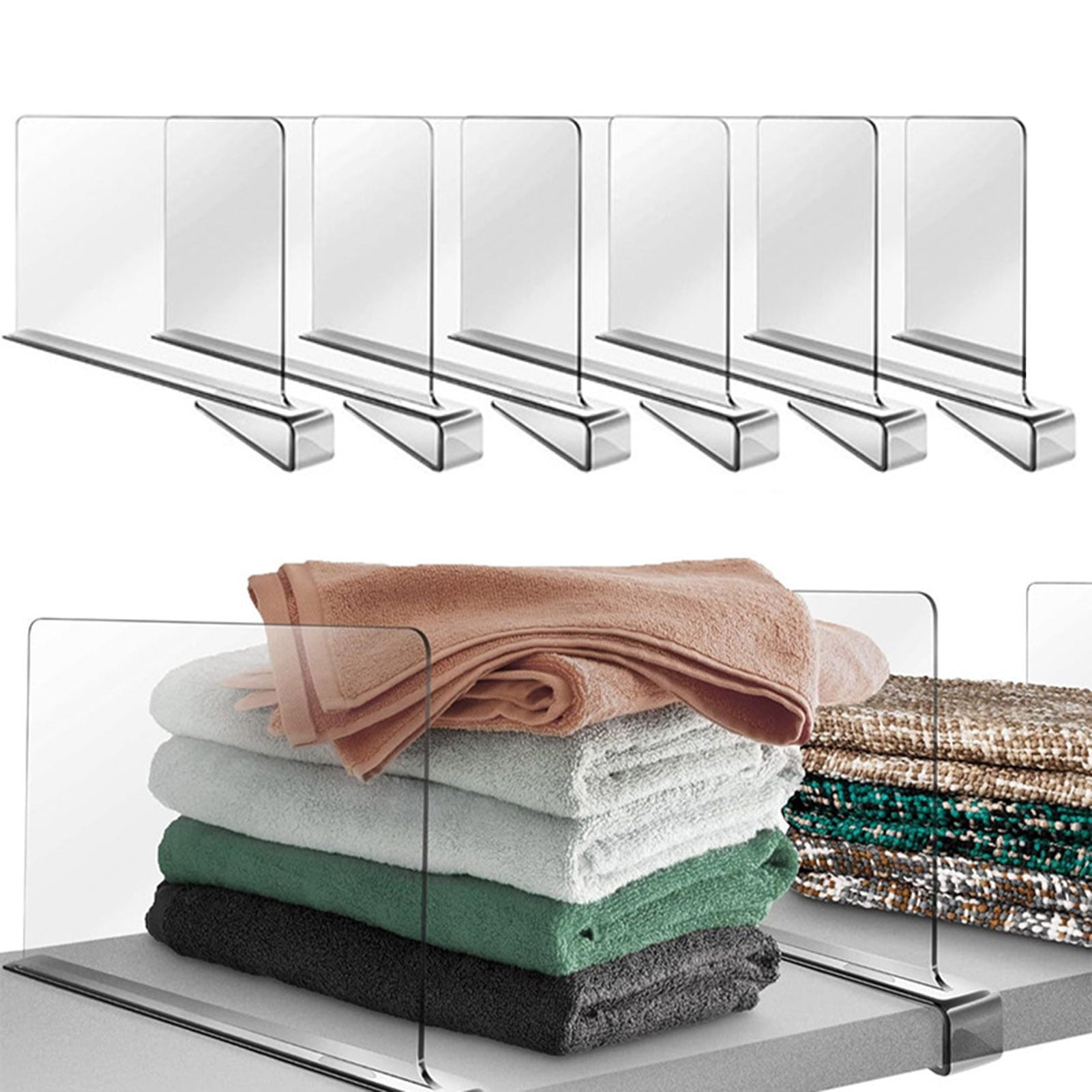 Kuervmo 6 Pcs Fitted Shelf Dividers Transparent Stable Closet ...