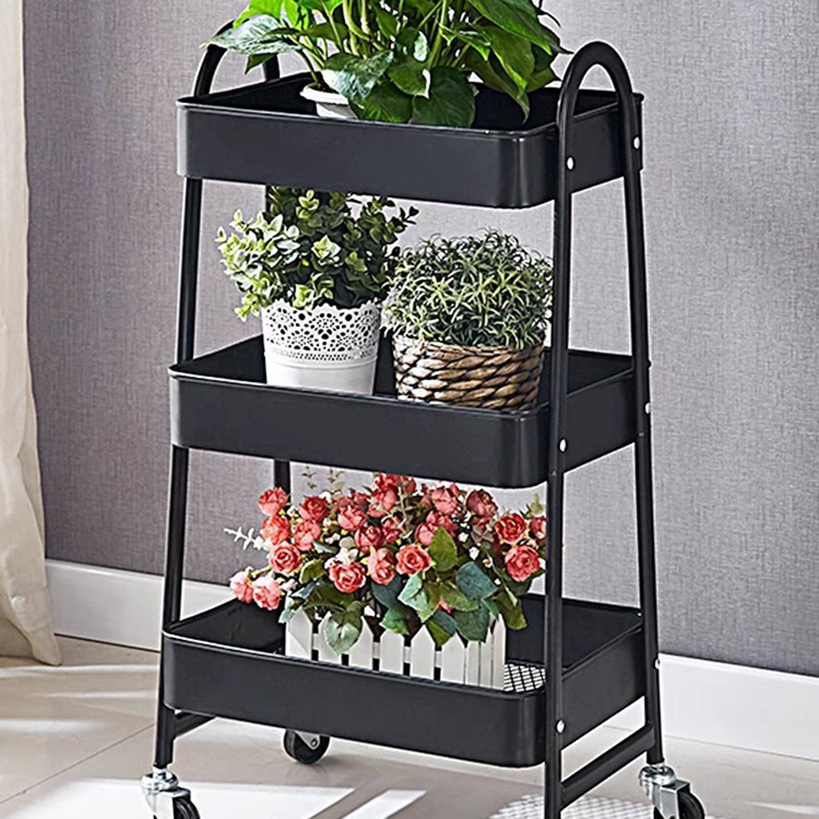 Kuervmo A-Line Fruit Vegetable Storage Cart, 3 Tiers Stackable Carbon ...