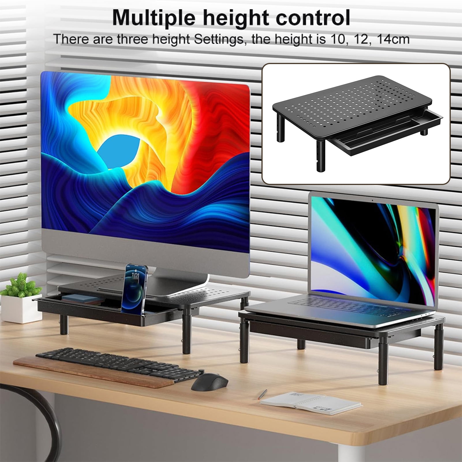 Kuervmo Computer Elevated Rack Laptop Stand Height Adjustable 30kg Load ...