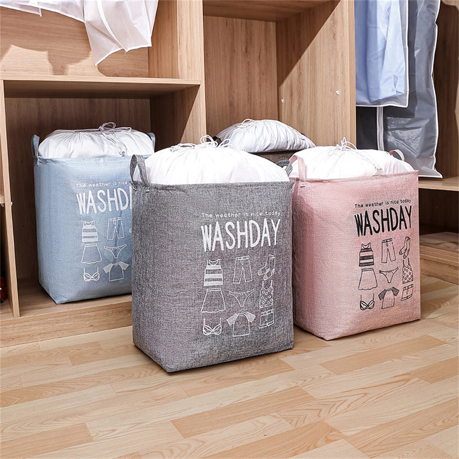 Kuervmo Laundry Storage Bag Foldable Large Capacity Square Dirty ...