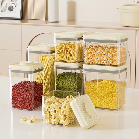 Kuervmo Square Sealing Jar Food Grade Moisture-Proof Transparent Design ...