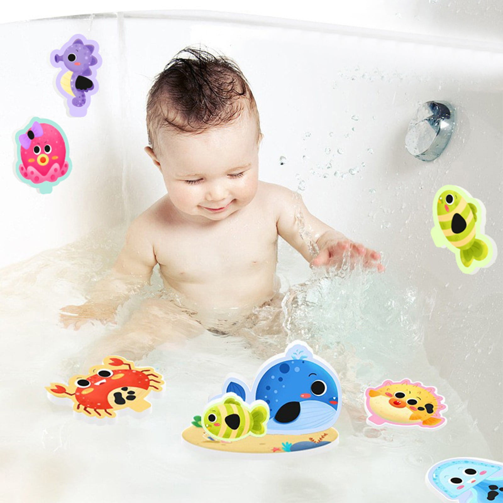 Kugachren 10pcs Ocean Animal Series Temperature Color Change Bath Toys