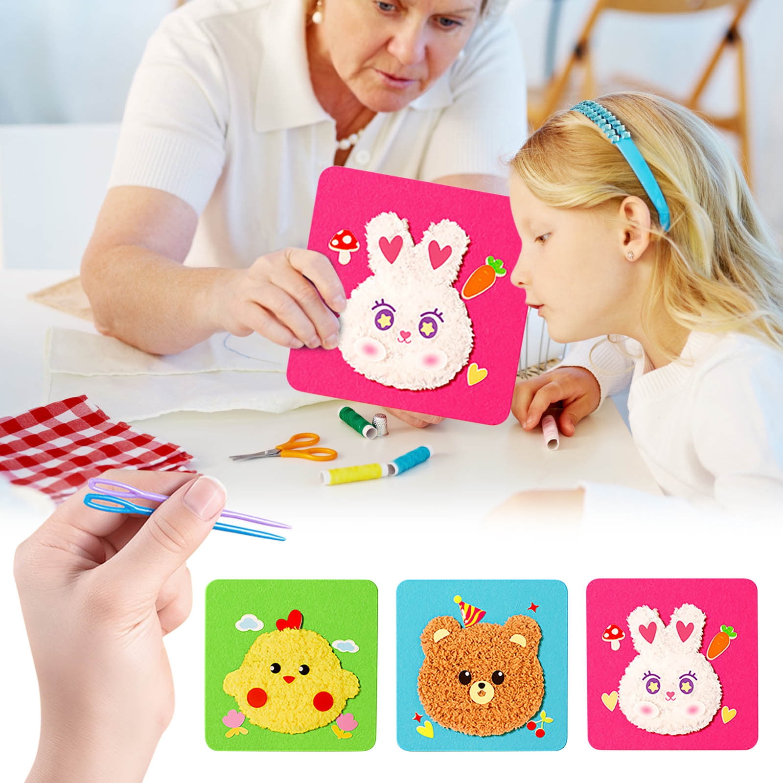 Kugachren 3 DIY Embroidery Doll Set, Cartoon Animal Sewing Craft Kit ...