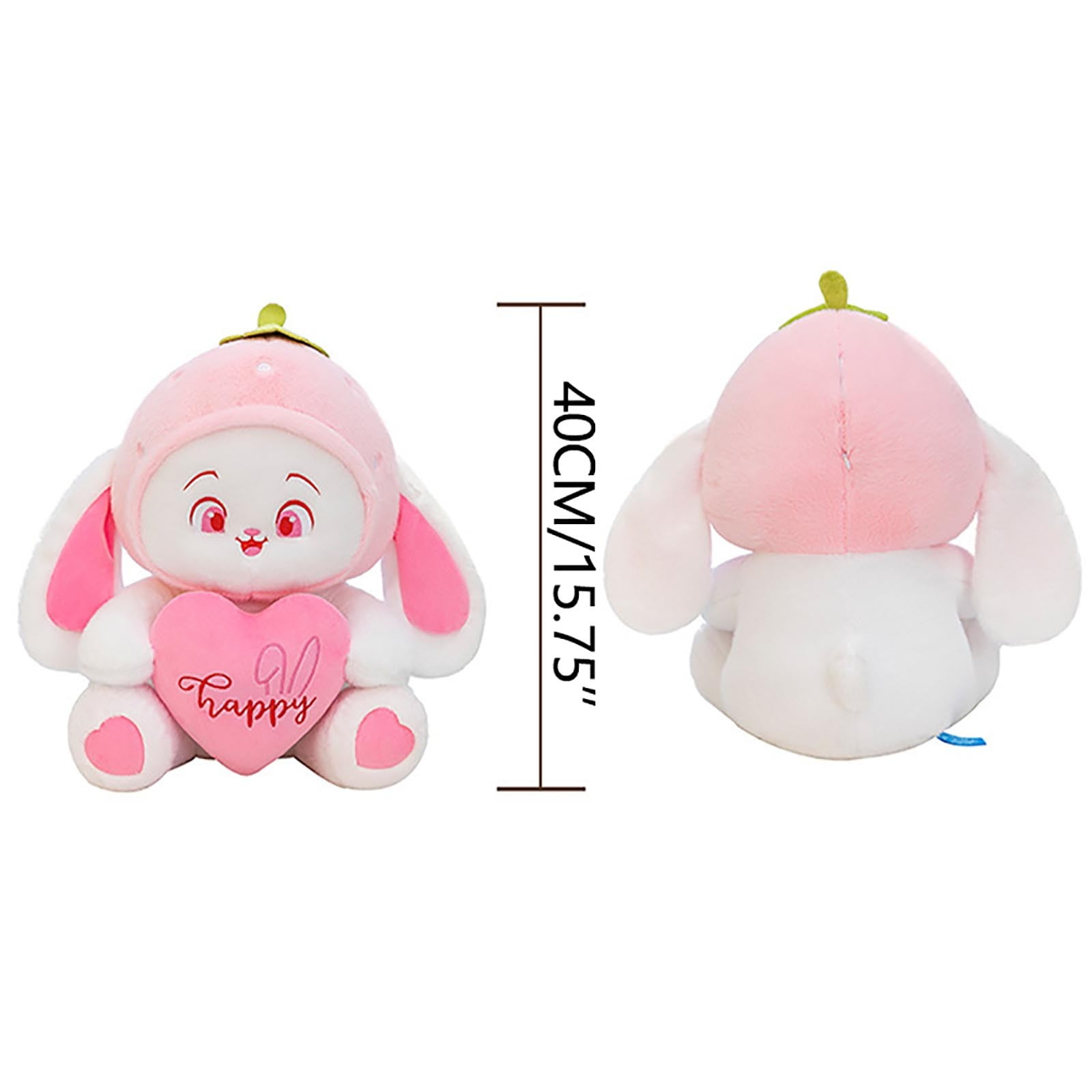 Kugachren Animal Reversible Cuddle Bunny Stuffed, Strawberry Bunny ...