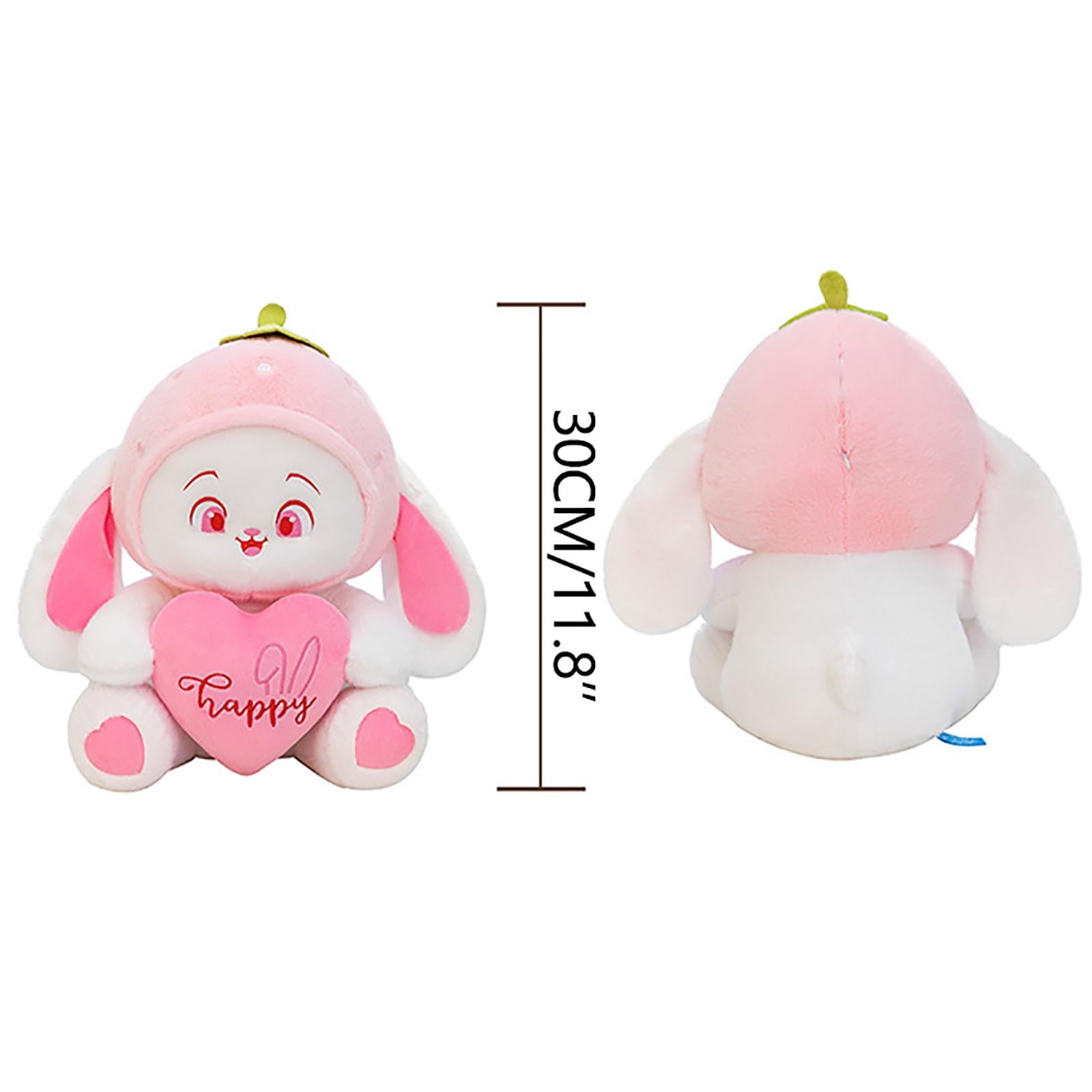 Kugachren Animal Reversible Cuddle Bunny Stuffed, Strawberry Bunny ...