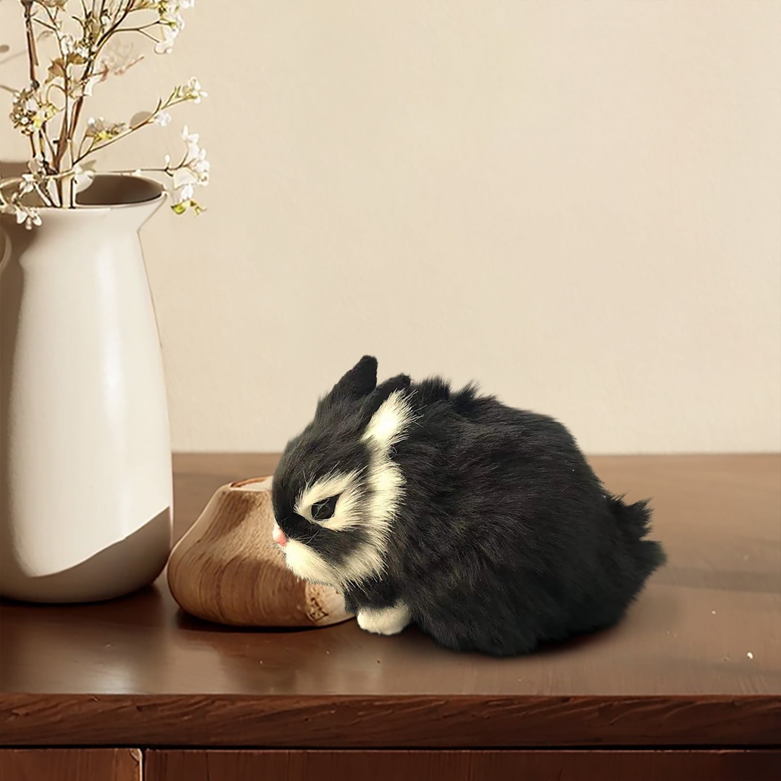 Kugachren Assorted Miniature Realistic Furry Bunny Figurines Simulation ...