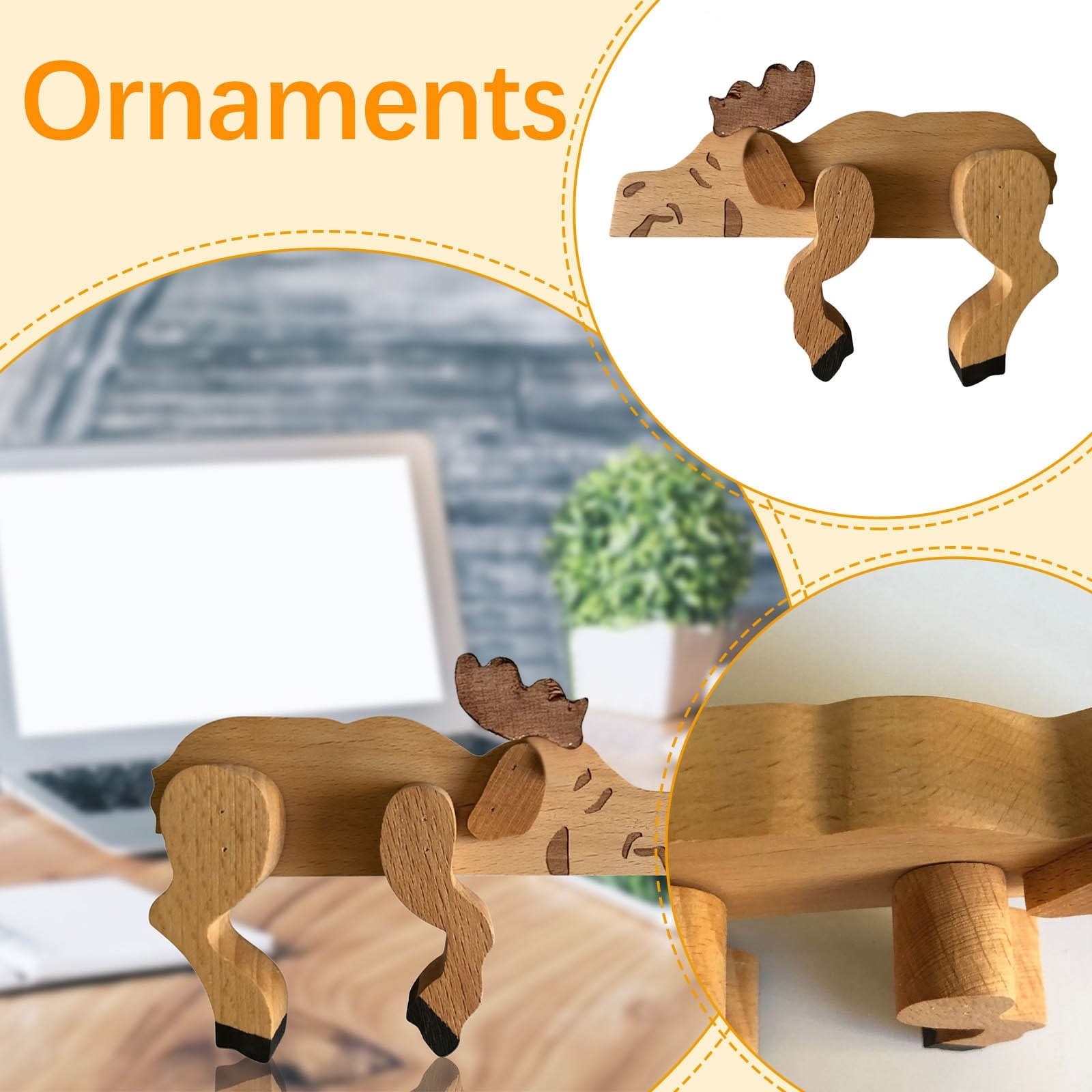 Kugachren Beautiful Handmade Solid Beech Wood Sleeping Reindeer ...