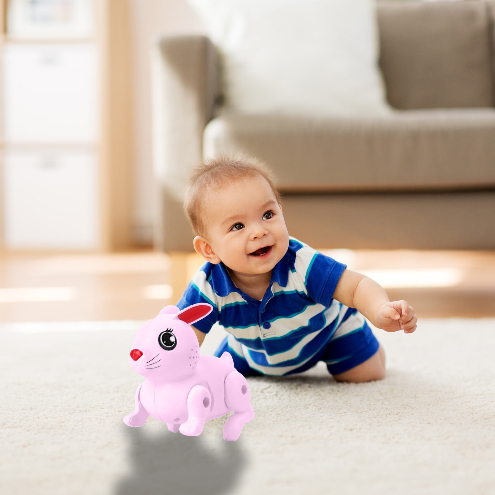 Kugachren Simulated Dancing Little White Bunny Toy Baby Moves Crawls ...