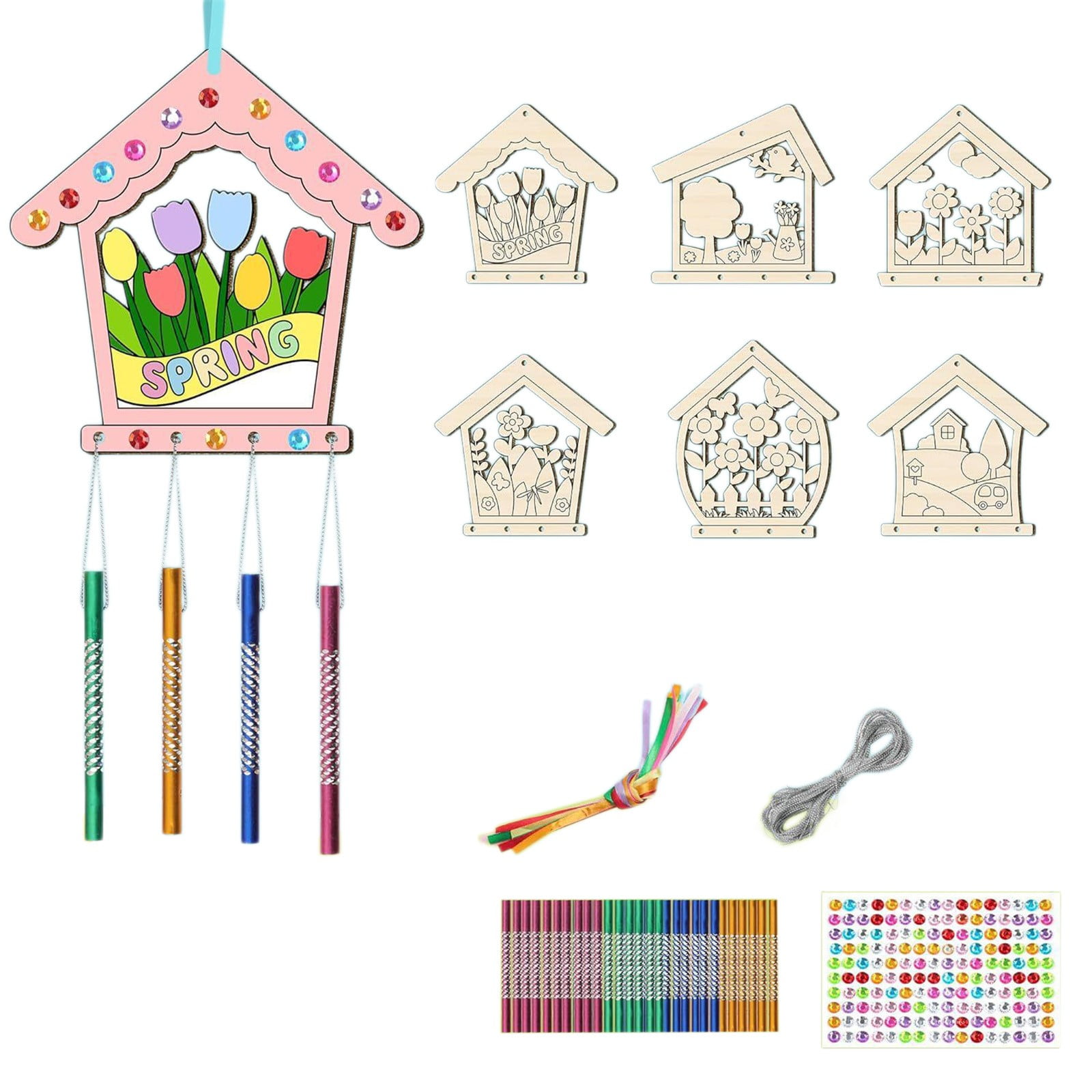 Kugachren Wind Chime Kit for Kids, Make Your Own Easter Egg Wind Wooden ...