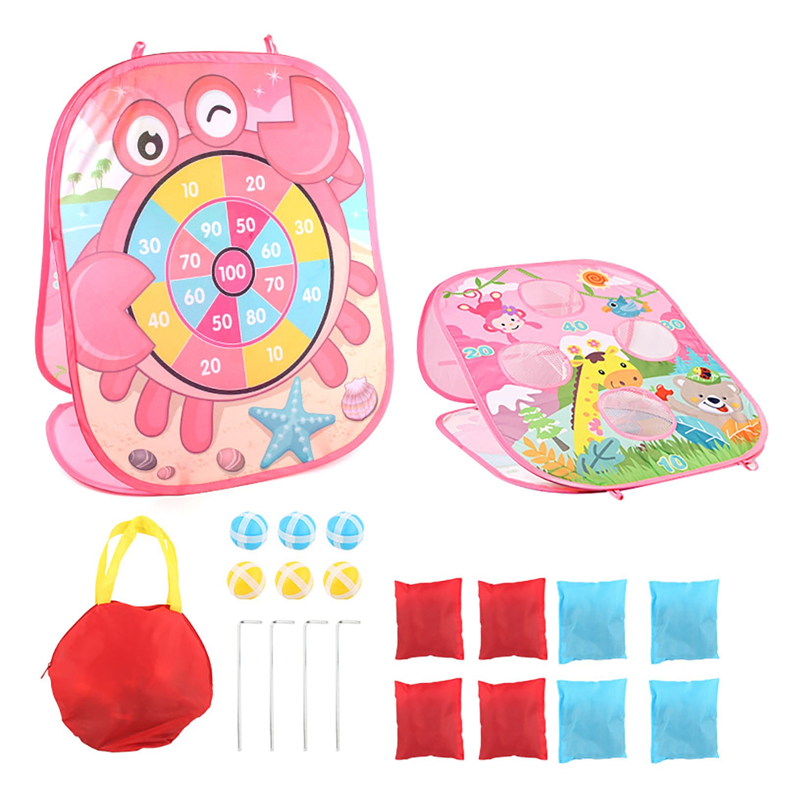 Kugachren Gift Foldable Kids' Game Board with 8 Colorful toss Bags Easy ...