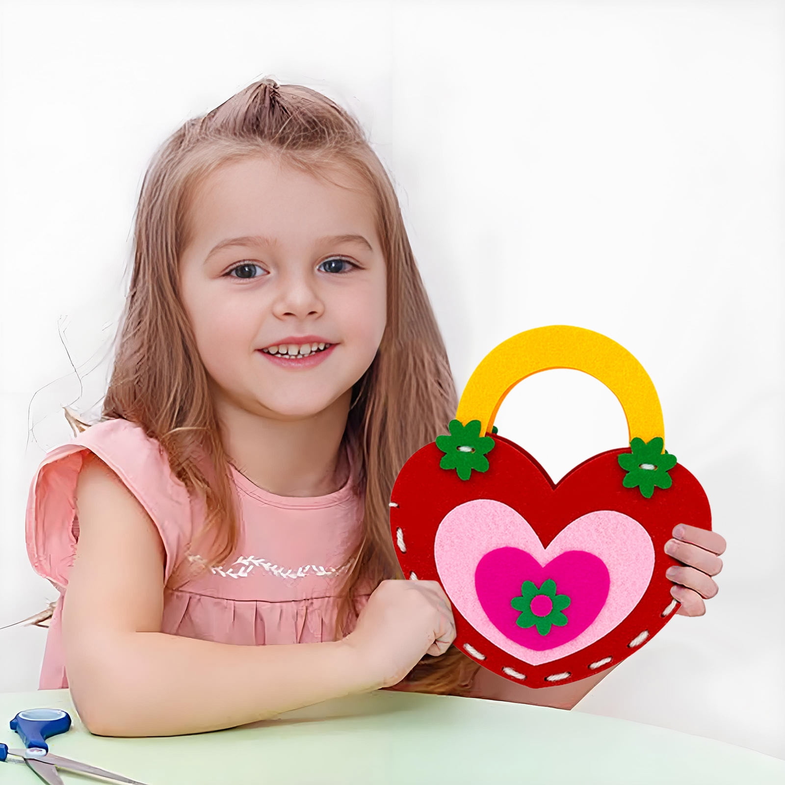 Kugachren Kids' DIY Non - woven Heart - Shaped Bag Kit, Hand - Sewn ...