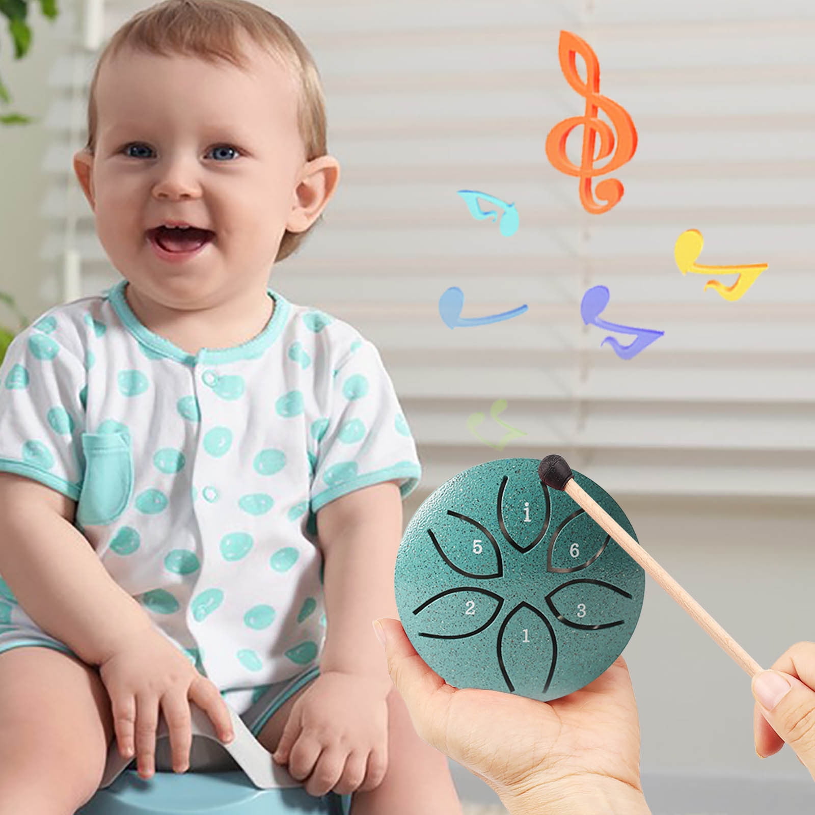 Kugachren Mini Rain Drum for Outside, 3in 6 Notes Steel Tongue Drum ...