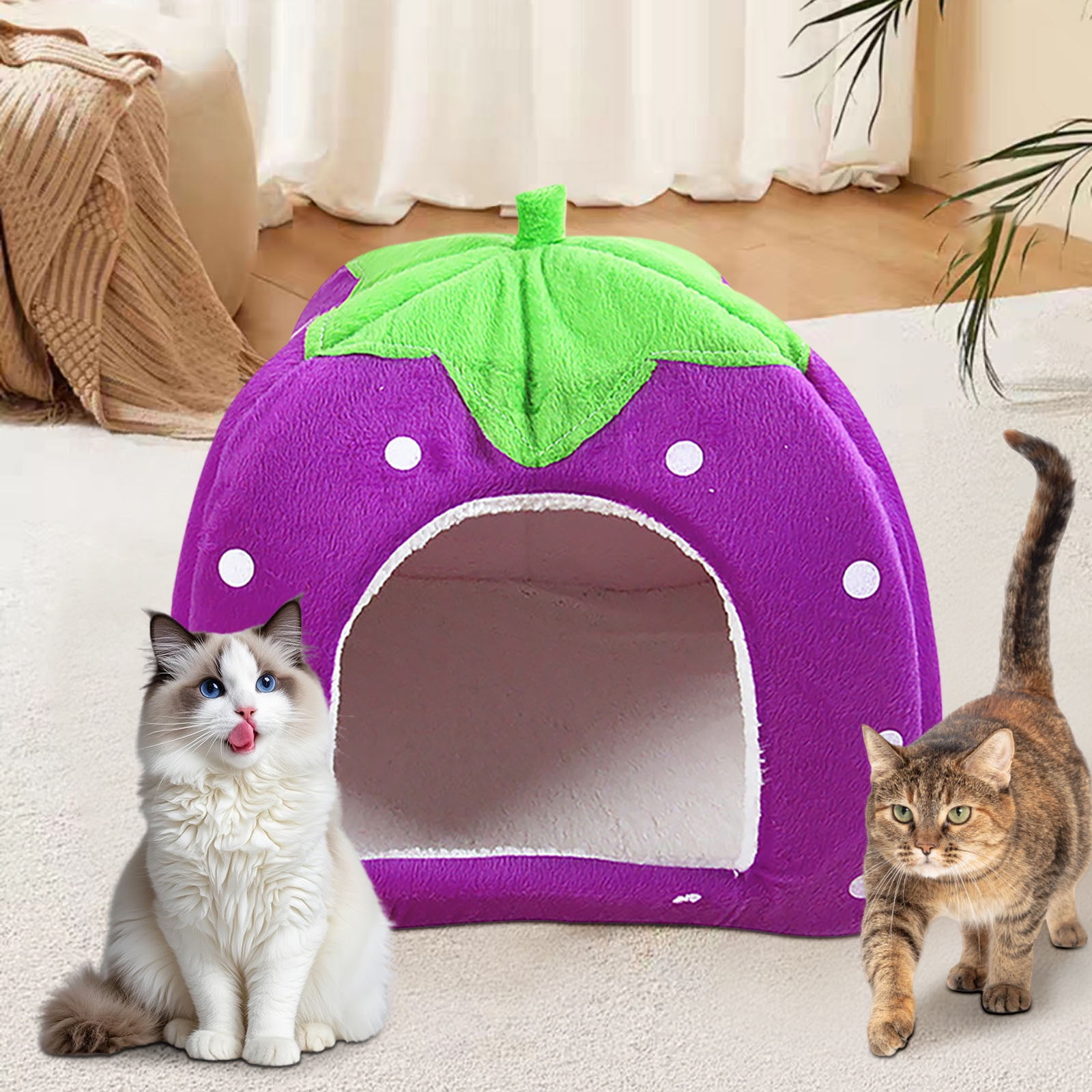 Kugachren Small Dog Bed Cat Bed with Hooded Blanket, Cozy Cuddler ...